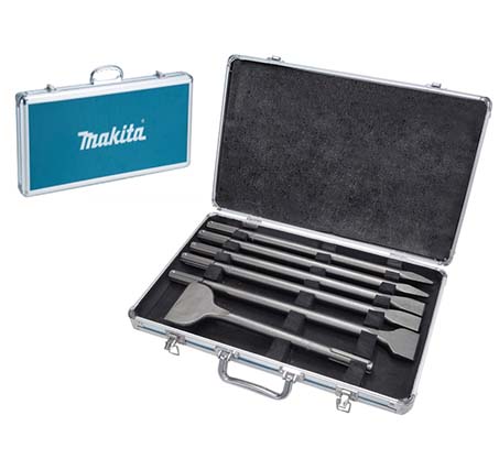 Chisel set for SDS-MAX hammers/ Aluminum case in Makita blue - Makita